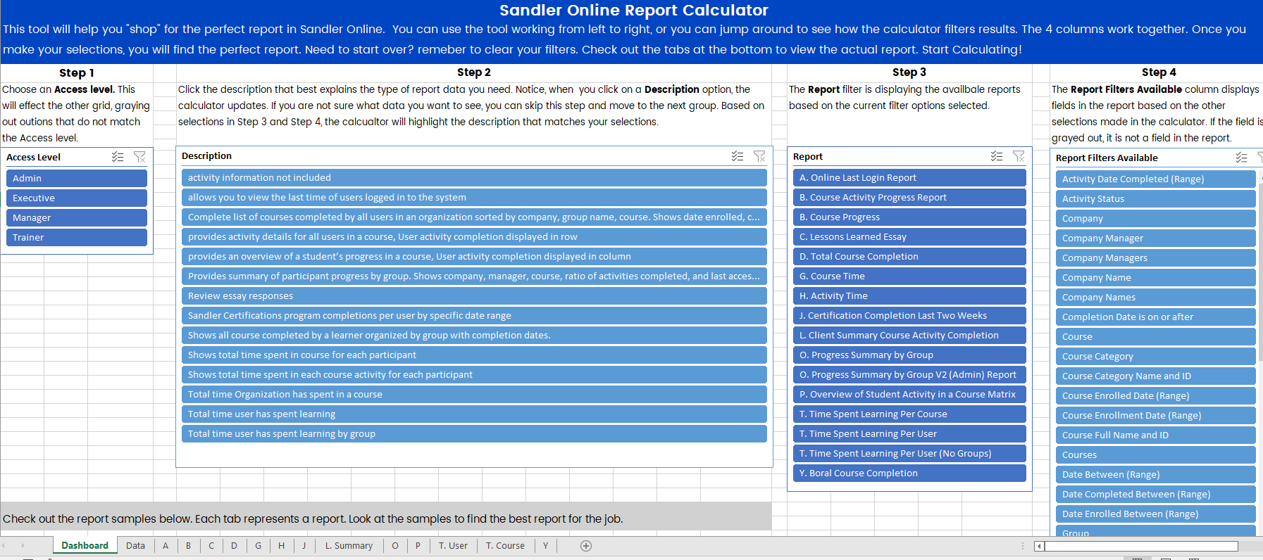 How to Use the Report Calculator – Sandler